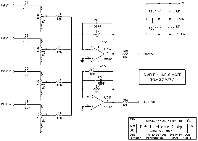 Op Amp Mixer Schematic Op Amp Mixer Schematic